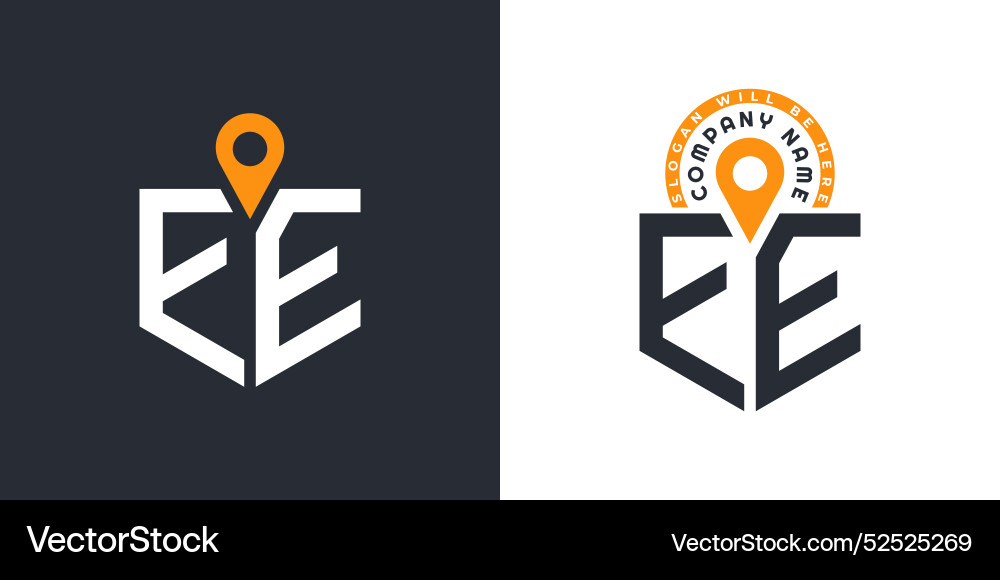 Ee location logo bundle letter dual icons Vector Image