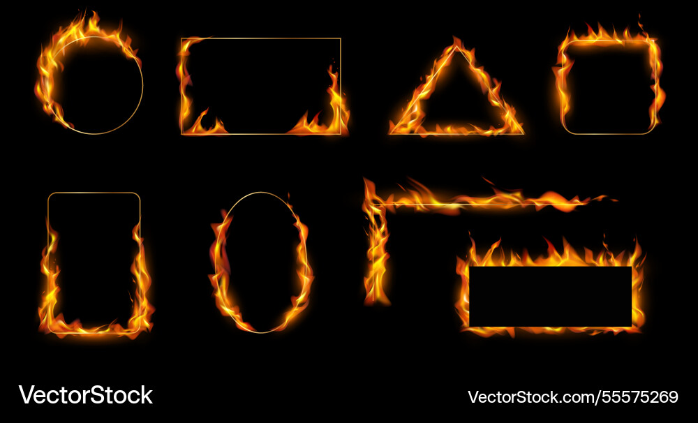 Frames and borders with burning fire Royalty Free Vector