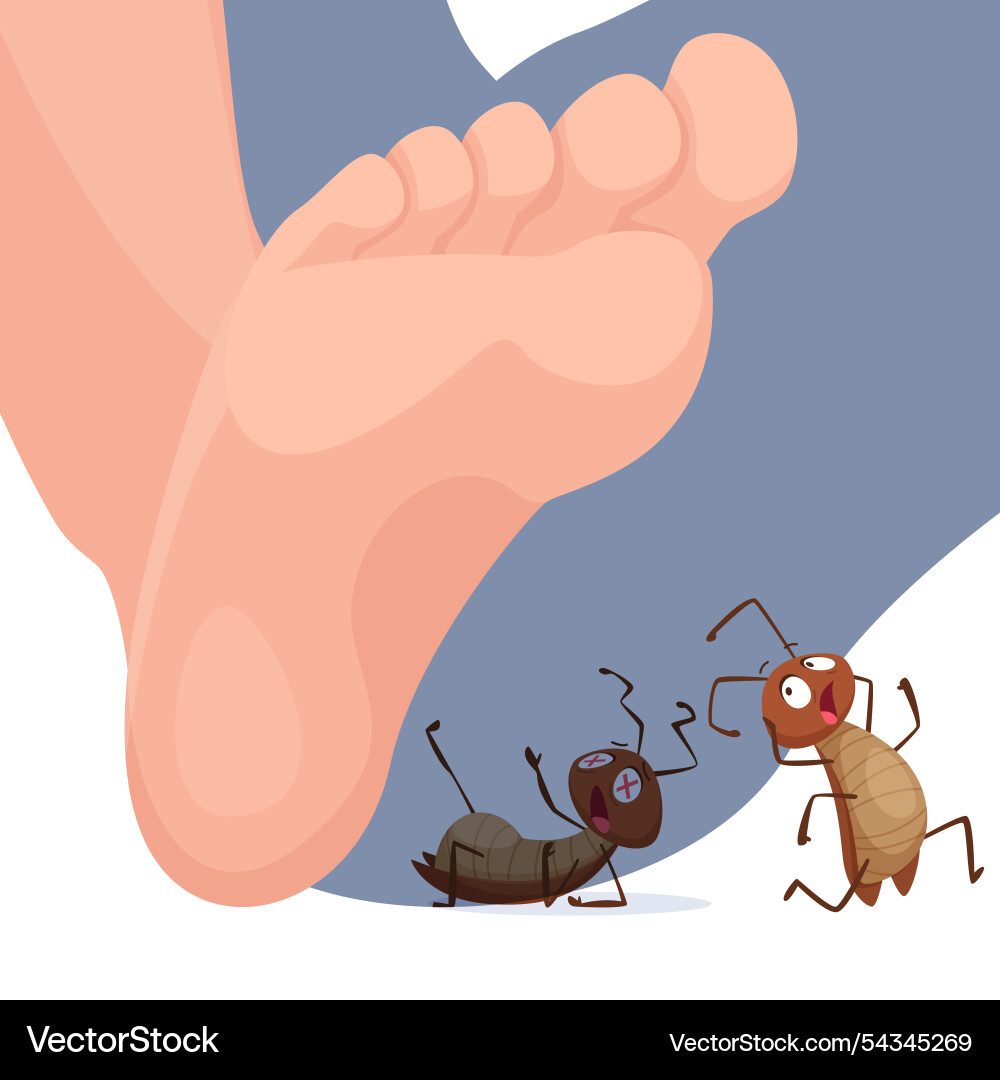 Giant Foot Crushing Cockroach Royalty Free Vector Image