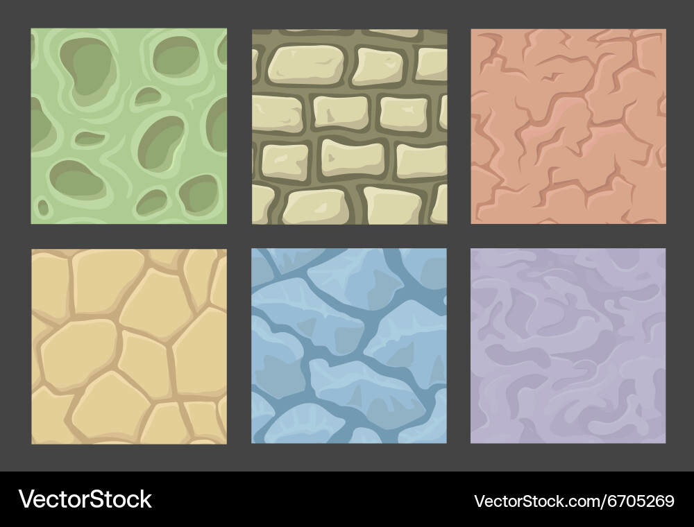 Ground seamless patterns set stone Royalty Free Vector Image
