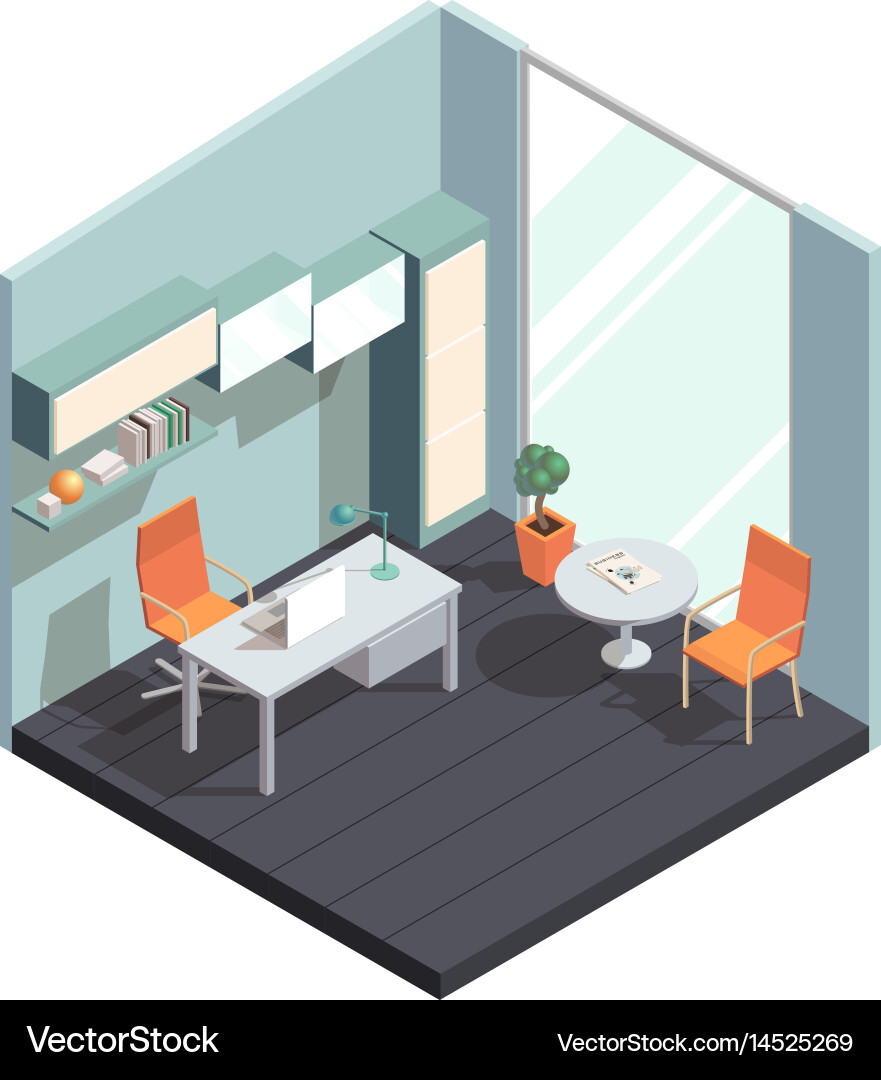 Isometric office interior Royalty Free Vector Image