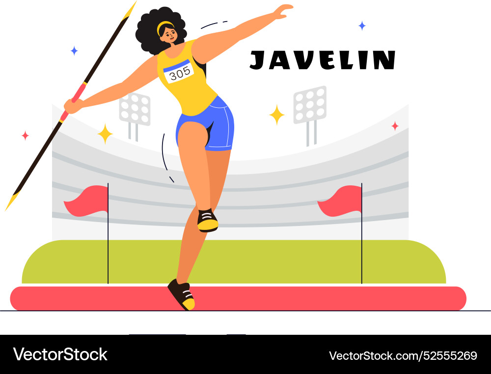 Javelin thrower athlete using a long spear shaped Vector Image