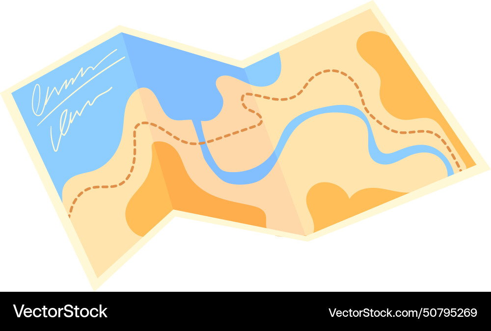 Map icon folded paper navigation cartoon tool Vector Image