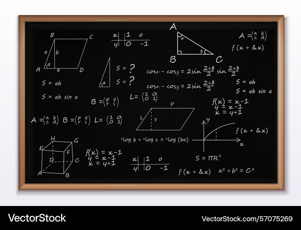 Mathematics blackboard vision board realistic Vector Image