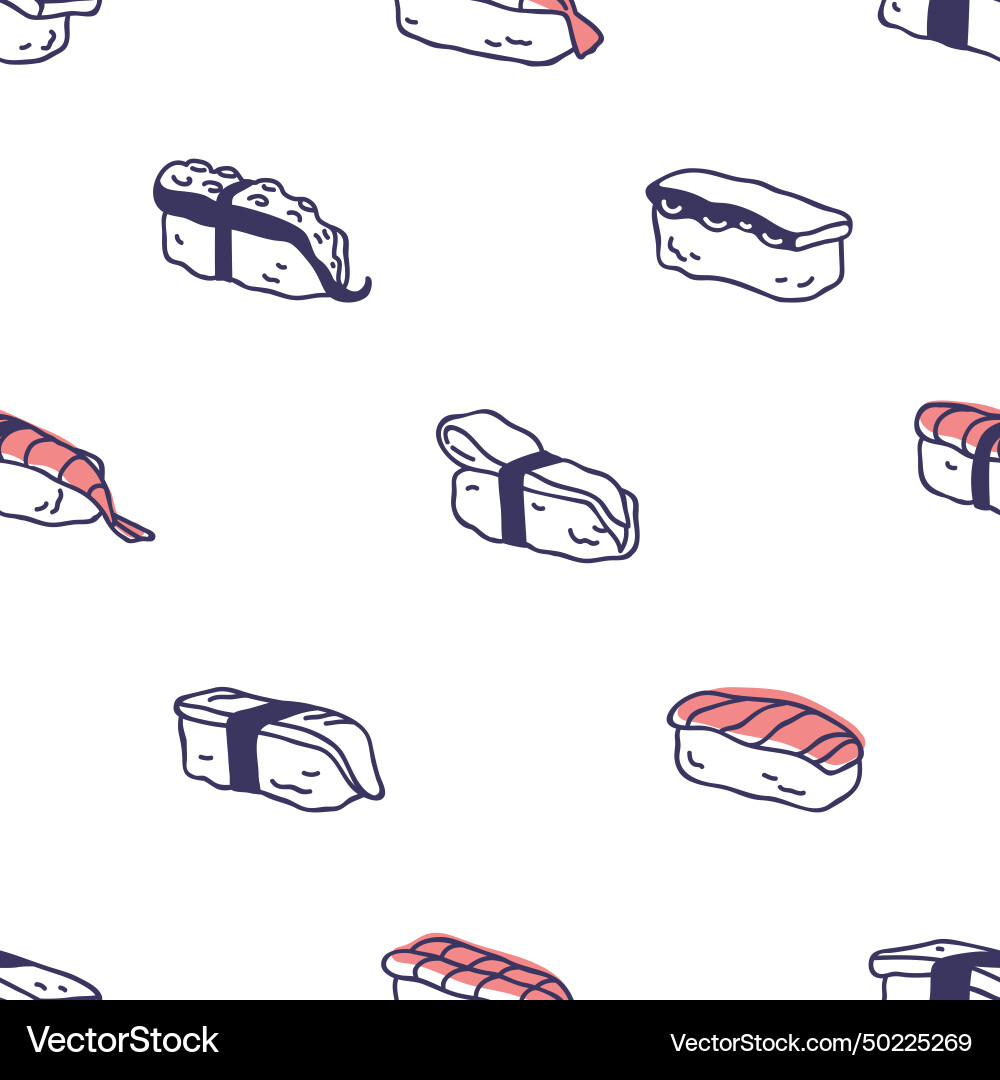 Nigiri pattern japan food seamless endless Vector Image