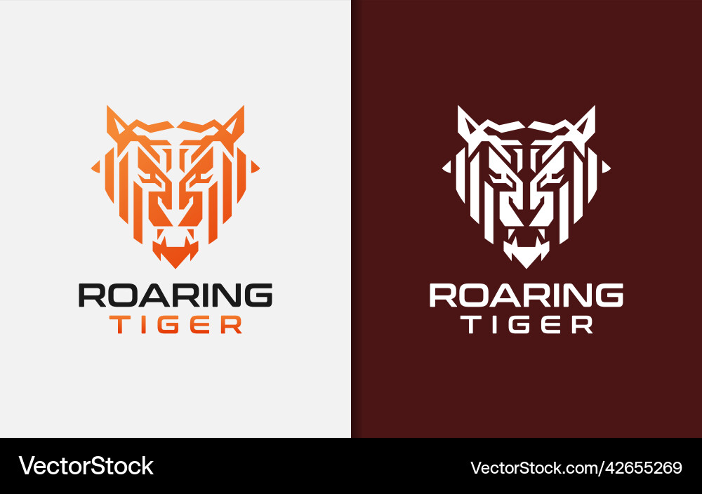 Roaring tiger logo design Royalty Free Vector Image