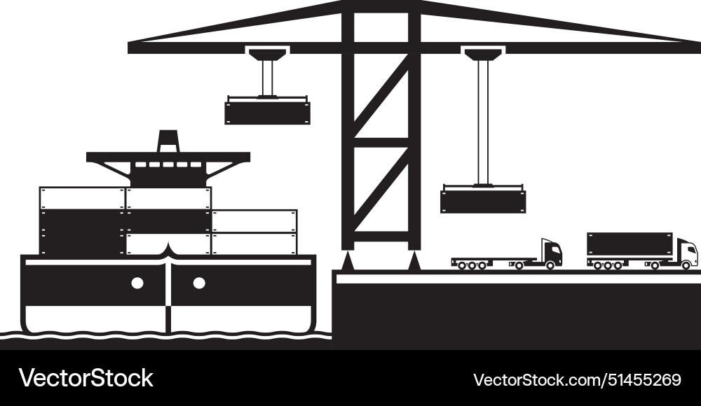 Sea port cargo terminal Royalty Free Vector Image