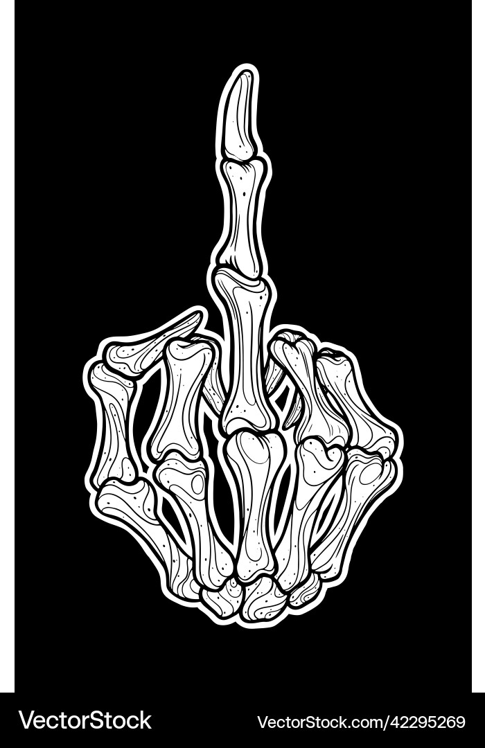 Skeleton Hand with Middle Finger Royalty Free Vector Image