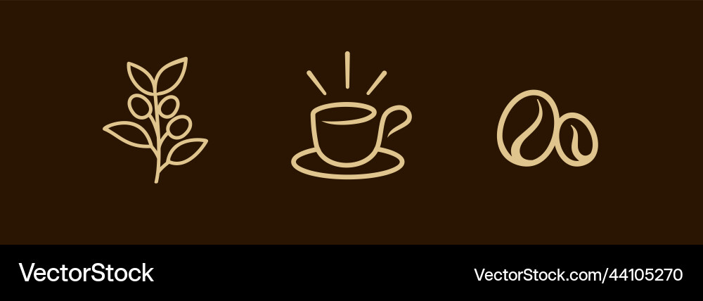Abstract coffee line art logo set cup Royalty Free Vector