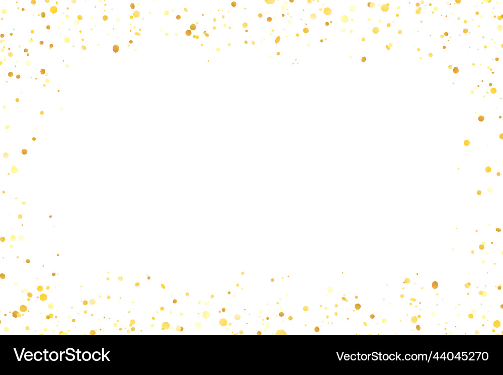 Border frame yellow gold glitter confetti on white