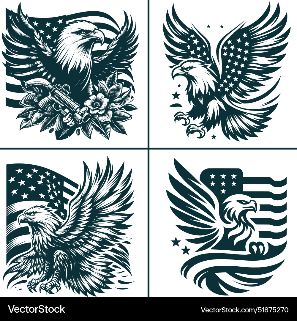 Eagle with flag silhouette filesoutline ea Vector Image