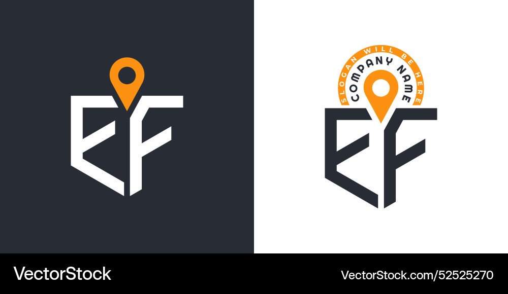 Ef location logo bundle letter dual icons Vector Image