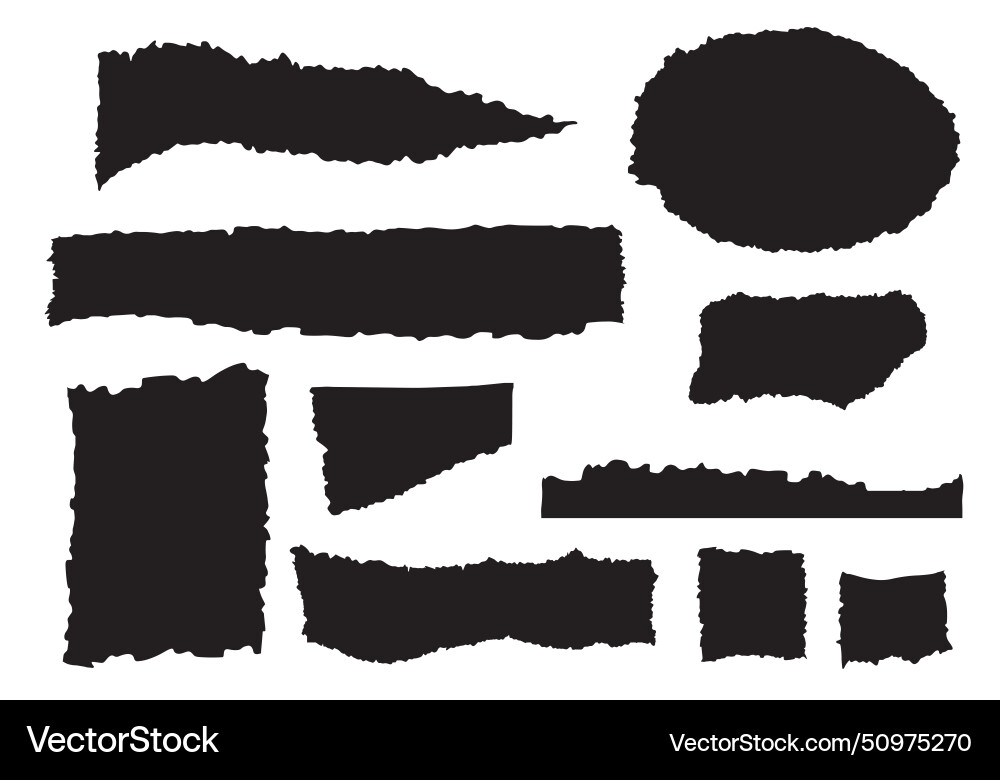 Jagged torn paper set black shape ripper and Vector Image