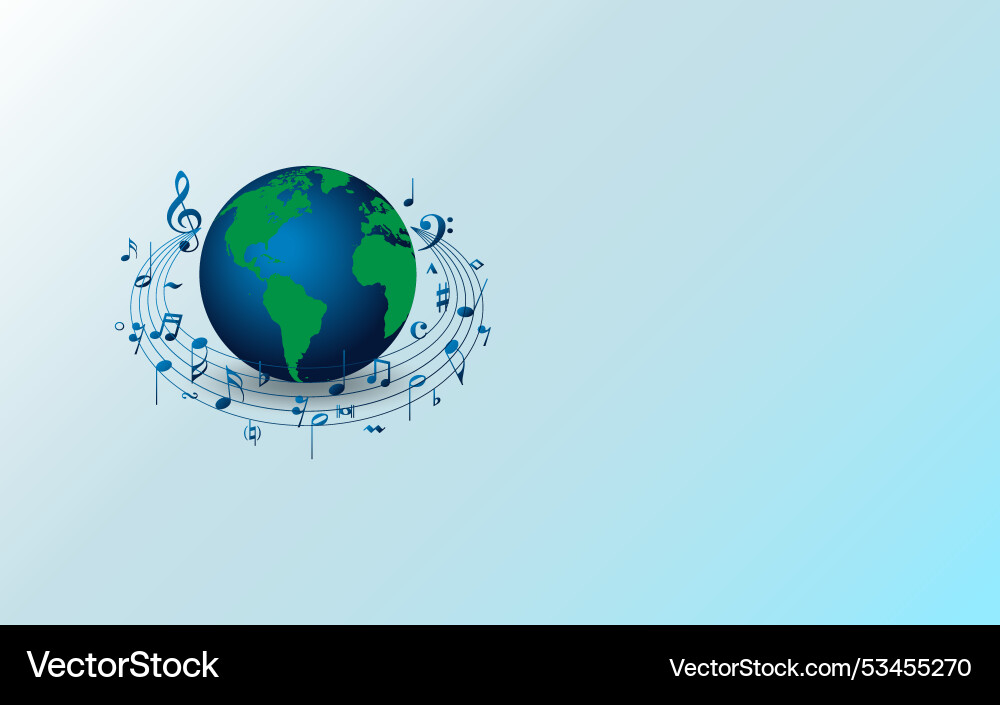 Planet earth with music notes world music day Vector Image