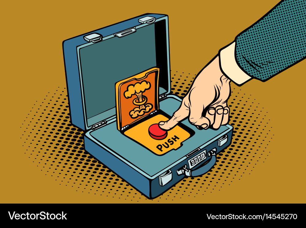 Push the red button nuclear Royalty Free Vector Image