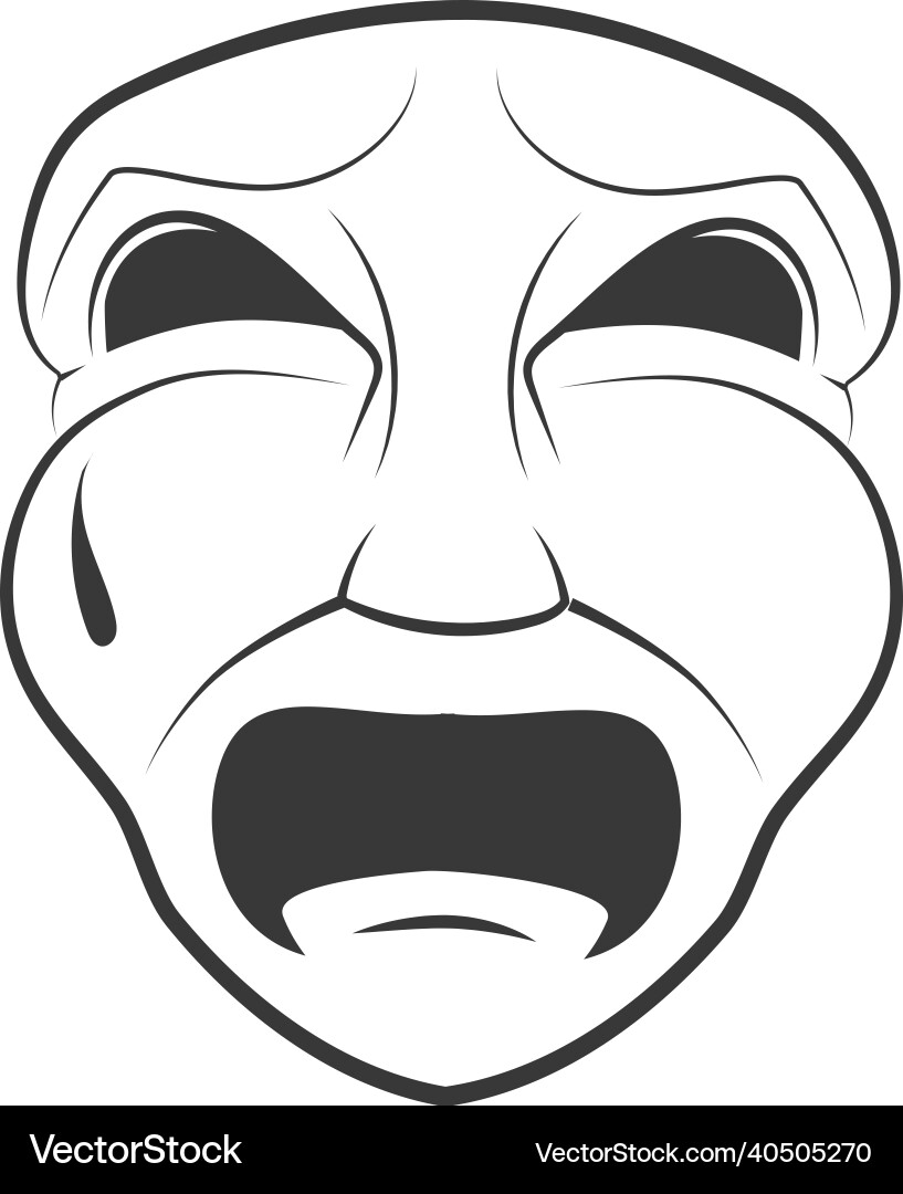 Tragic Mask Drama Theater Royalty Free Vector Image