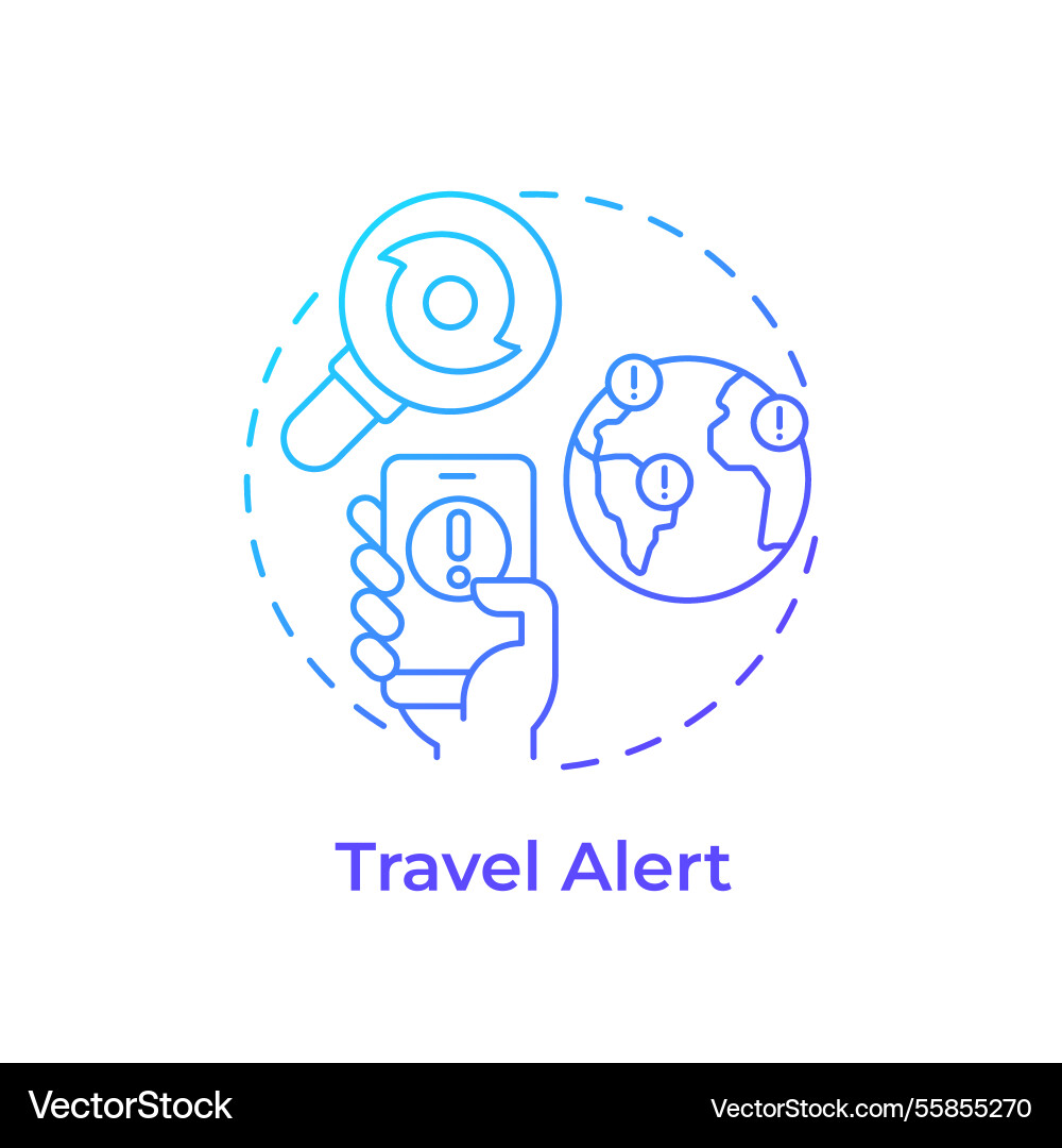 Travel alert blue gradient concept icon Royalty Free Vector