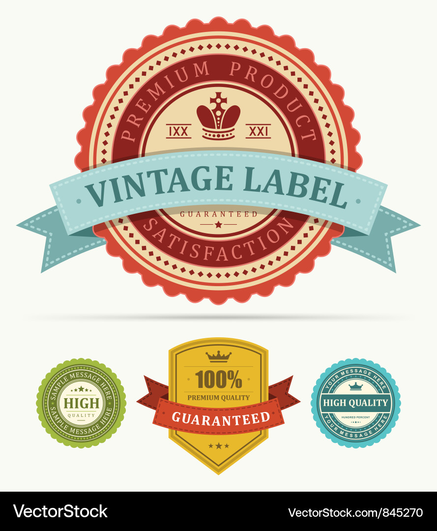 Vintage Stickers & Labels Collection Vector Image