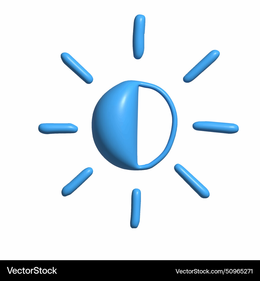 3d brightness control icon screen Royalty Free Vector Image