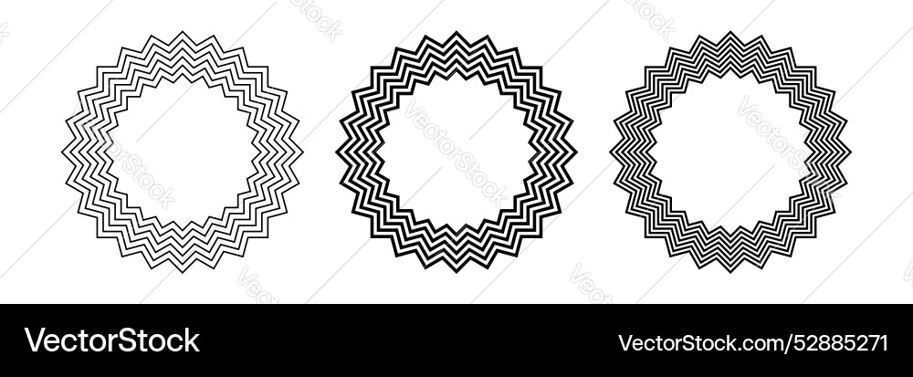 Circular zig zag lines patterns Royalty Free Vector Image Circular zig zag lines patterns Royalty Free Vector Image