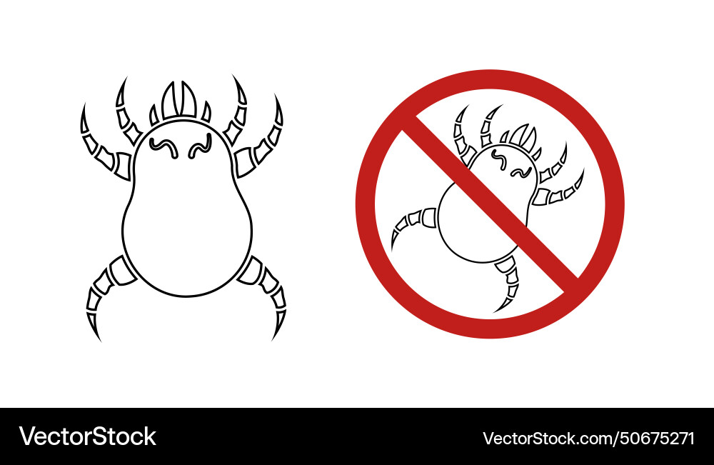 Dust mite outline icon microscopic Royalty Free Vector Image