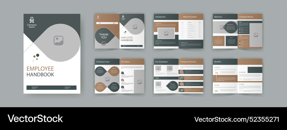 Hr employee handbook brochure template Royalty Free Vector