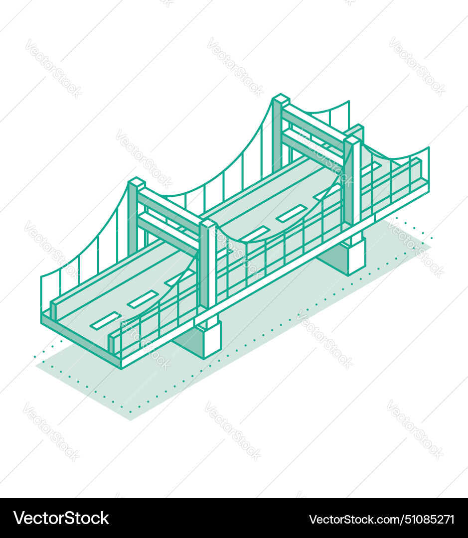 Isometric outline bridge road icon urban Vector Image