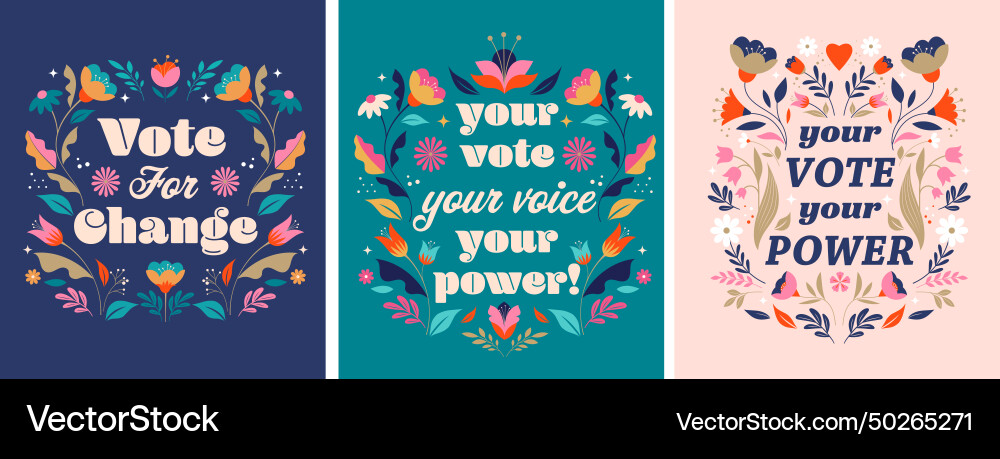 Modern floral election campaign concept design Vector Image