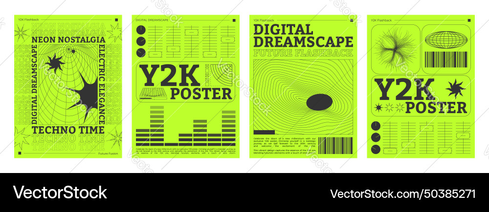 Poster design template in trendy y2k style Vector Image
