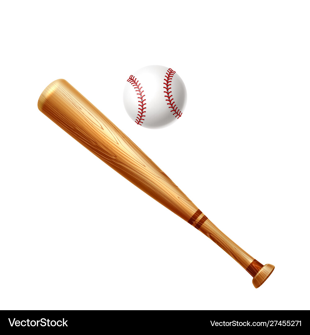 Realistic baseball bat and ball for betting Vector Image