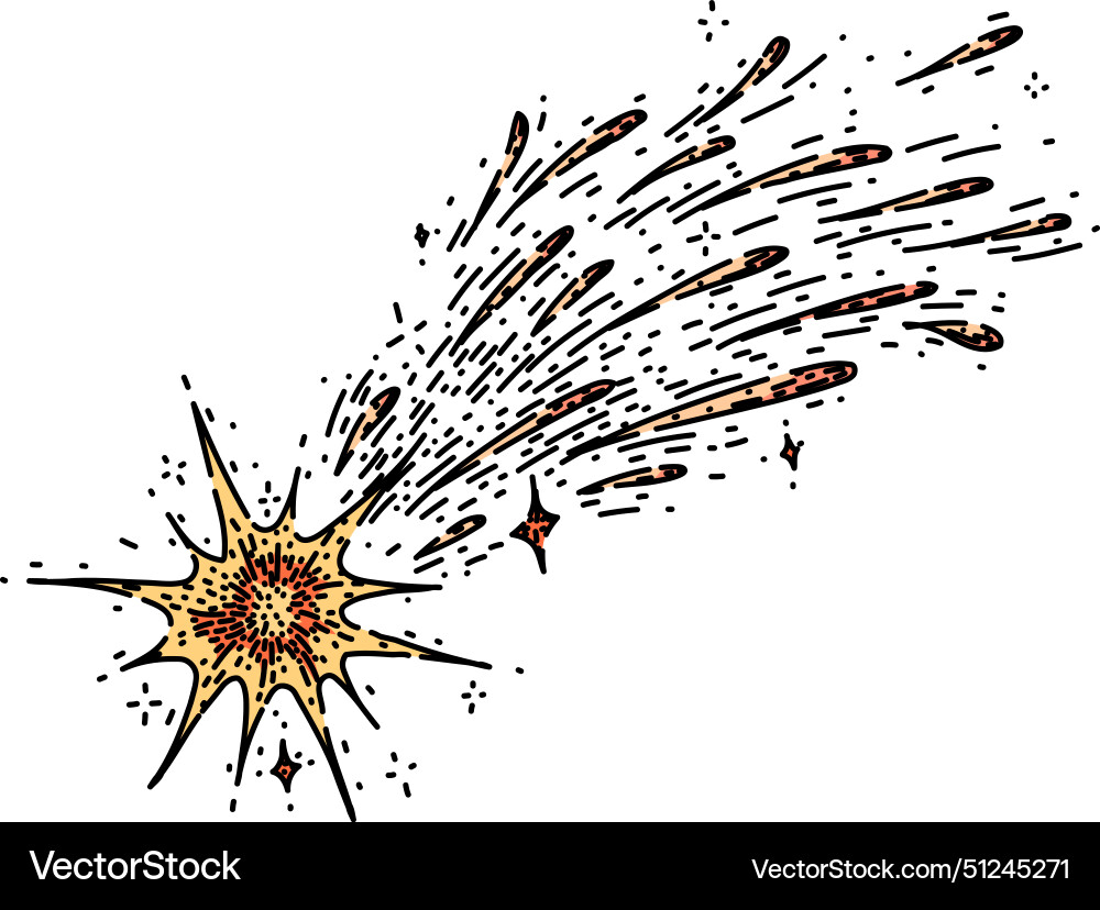 Sky star fall sketch hand drawn Royalty Free Vector Image