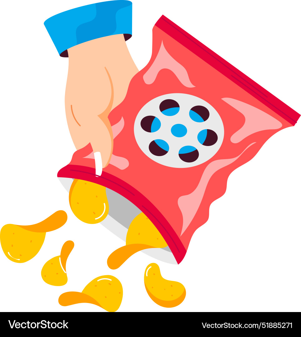 Webopen chips packet sticker in flat style Vector Image