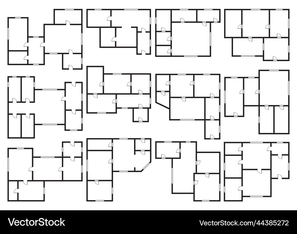 Apartment architectural plans set top view Vector Image