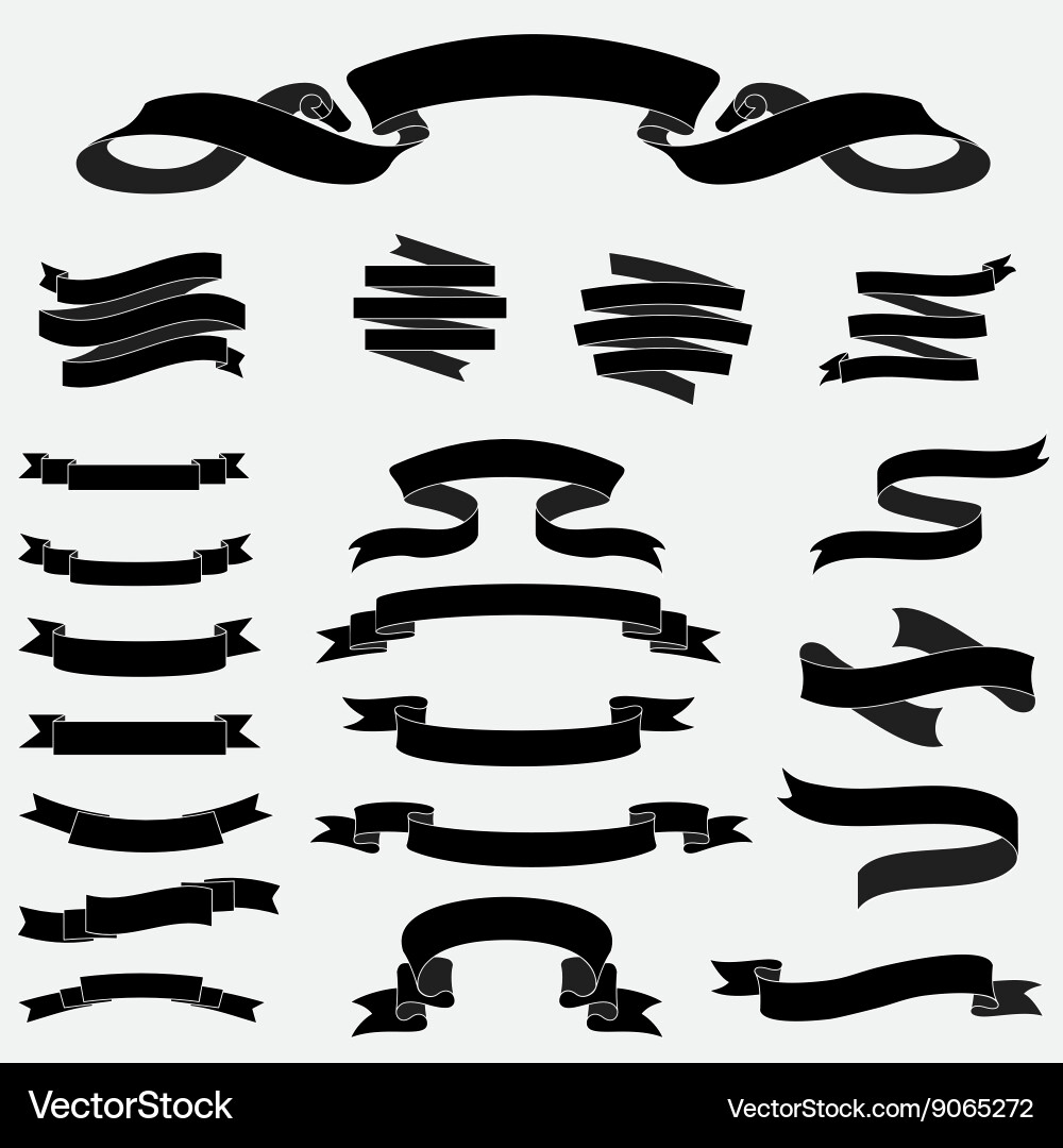 Black ribbons set Royalty Free Vector Image - VectorStock