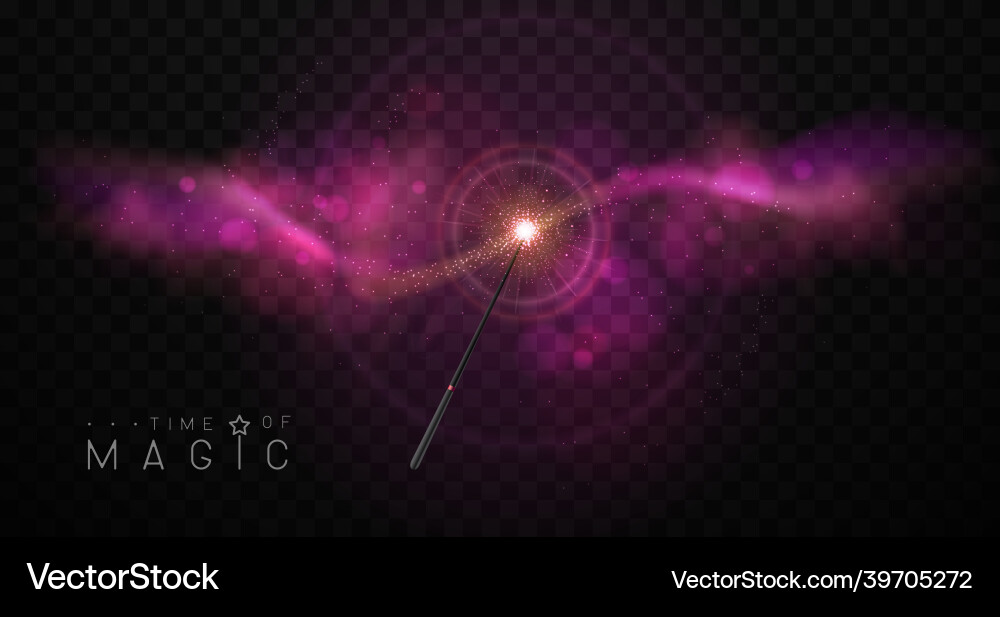 Magic wand with pink glowing shiny trail Vector Image