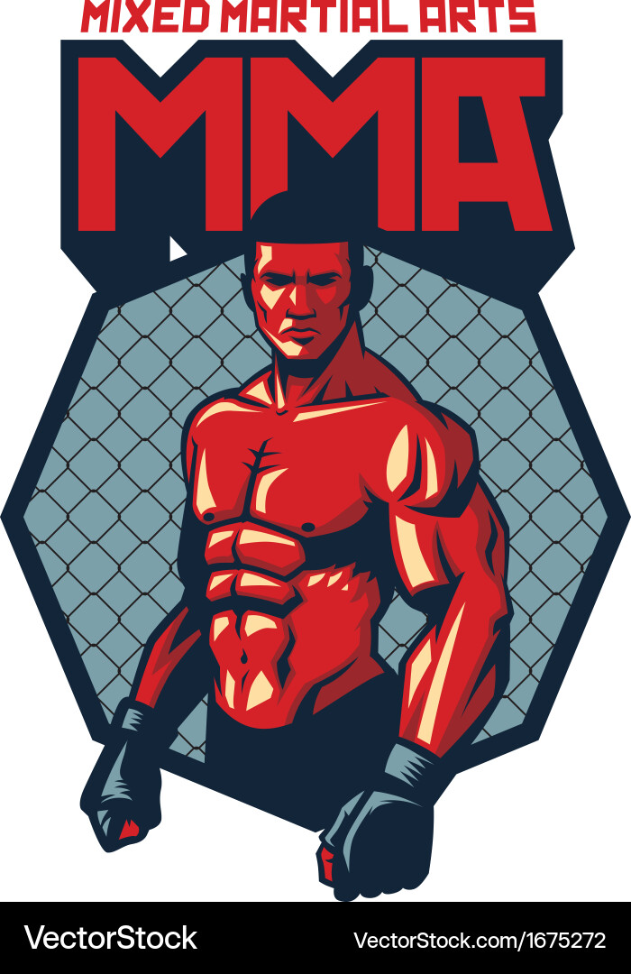 MMA Fighter in Octagon Royalty Free Vector Image