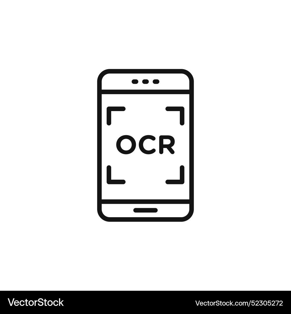 Ocr icon outline collection in black and on white Vector Image