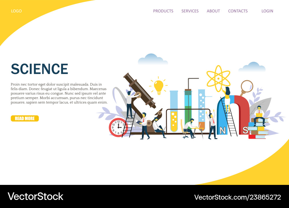 Science website landing page design Royalty Free Vector