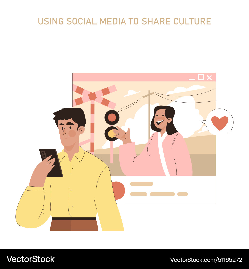 Sharing culture flat Royalty Free Vector Image