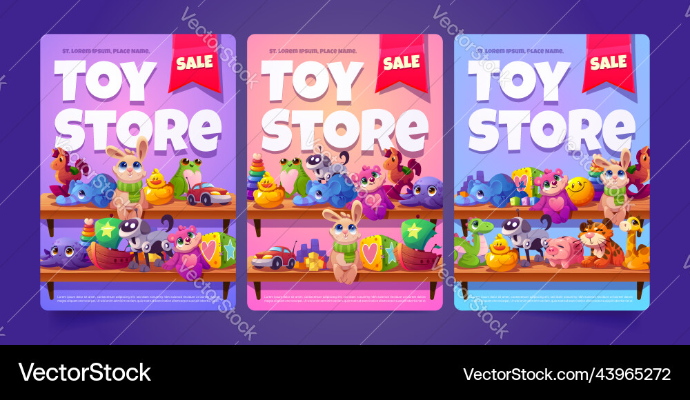 Toy store sale flyer templates set Royalty Free Vector Image