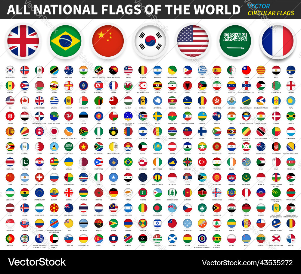World Flags - Circular Collection Royalty Free Vector Image