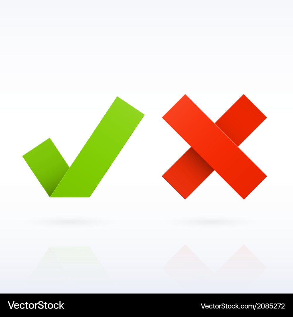 Yes or no paper check marks Royalty Free Vector Image