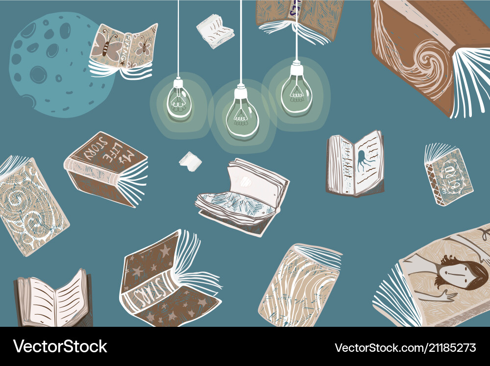 Books literature background design Royalty Free Vector Image