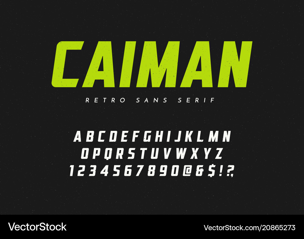 Caiman Retro Typeface Font Royalty Free Vector Image