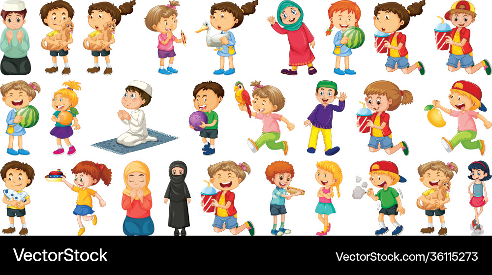 Children doing different activities cartoon Vector Image