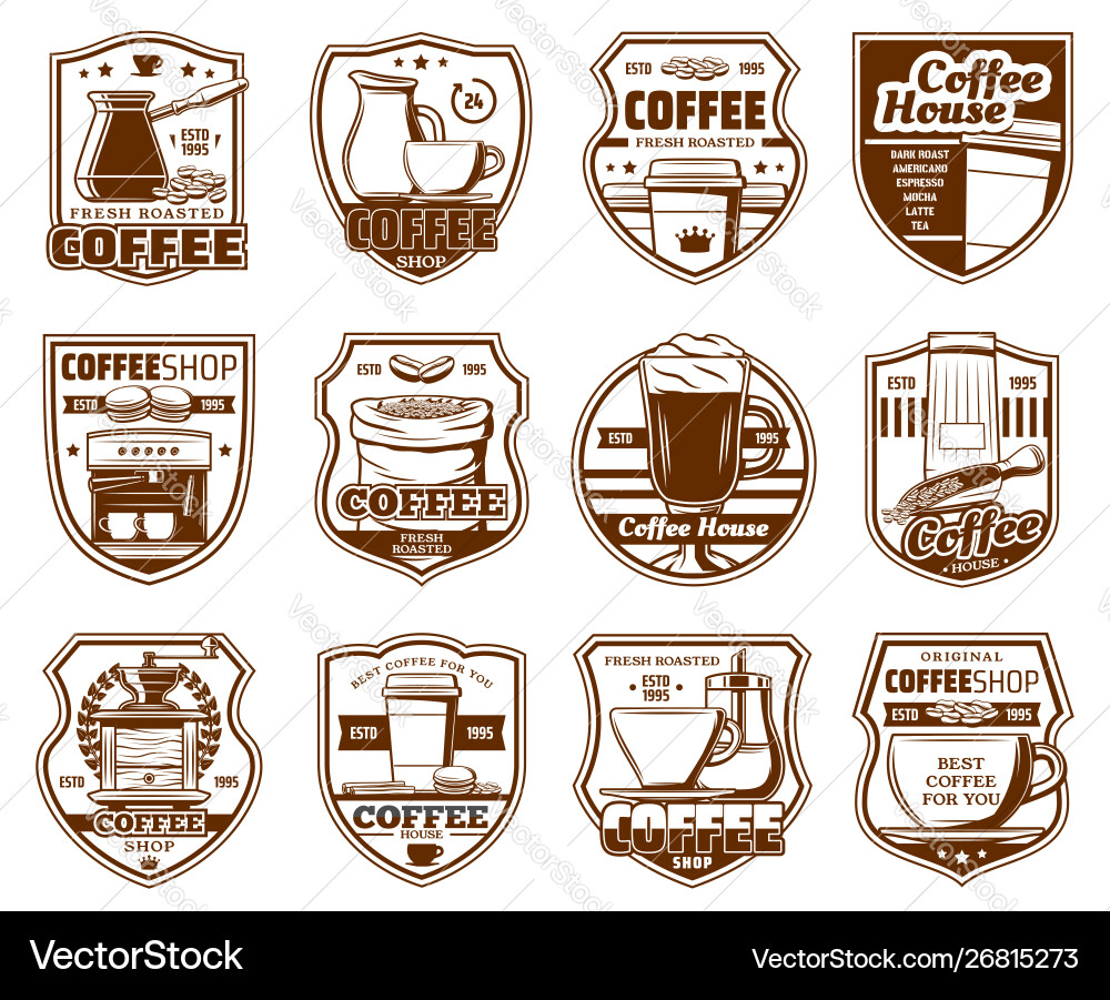 Coffee icons cafeteria and cafe drinks signs Vector Image