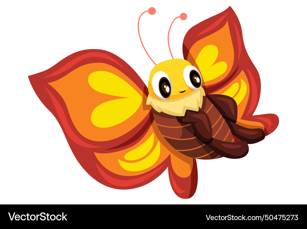 Cute butterfly character design Royalty Free Vector Image