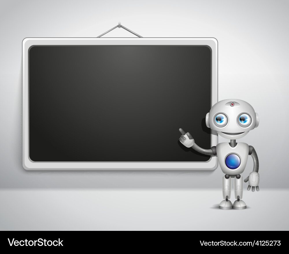 Cute robot at the board Royalty Free Vector Image