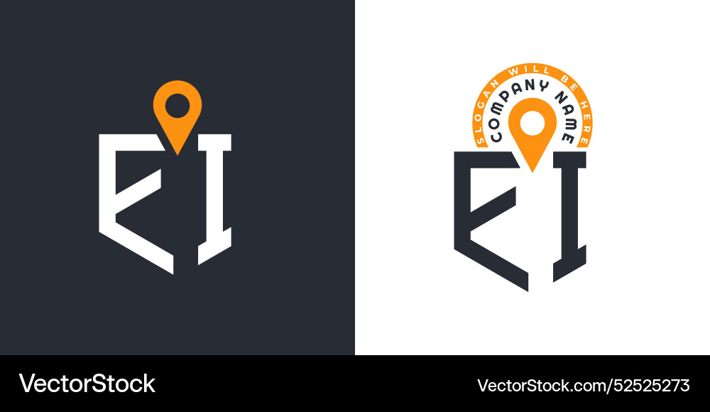 Ei location logo bundle letter dual icons Vector Image