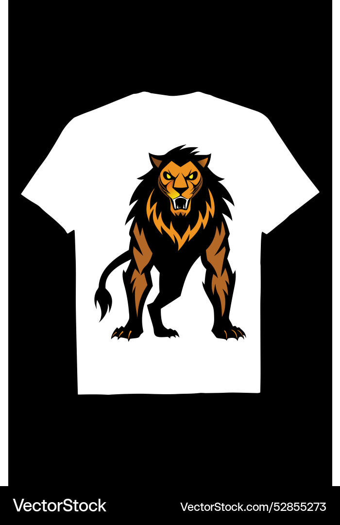 Fierce lion with flaming mane - art Royalty Free Vector